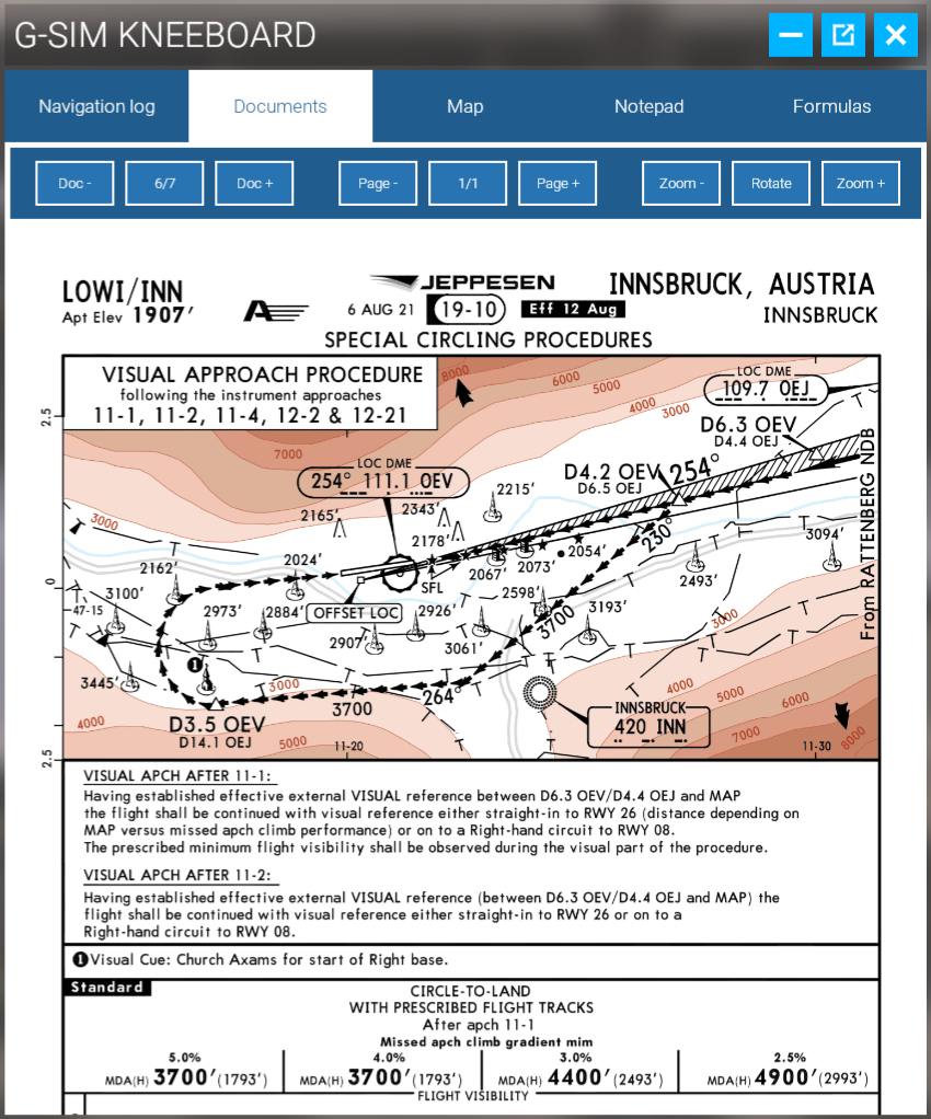 Documents Kneeboard Map Navigation log show trailer